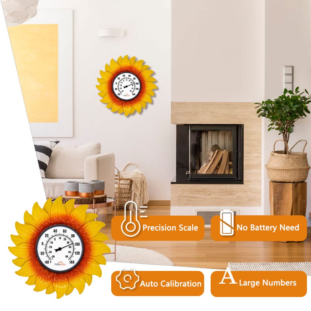 Snapklik.com : Indoor Outdoor Thermometer, Decorative Sunflower Wall ...