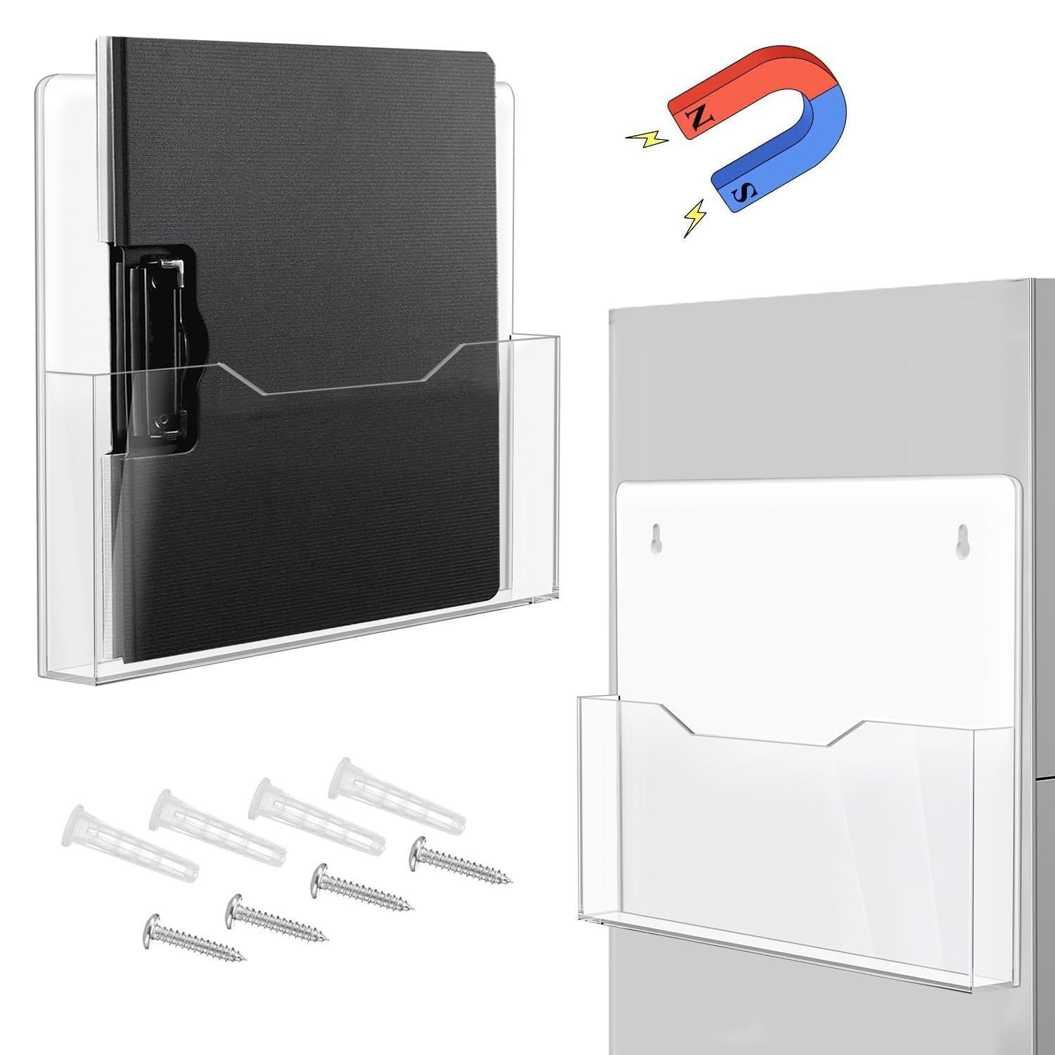 Snapklik.com : ZHIDIAN Strong Magnetic File Holder - 2Pack Large Clear ...