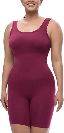 SHARPDEZI Bodysuits For Women Seamless Shapewear Tummy Control Mid ...