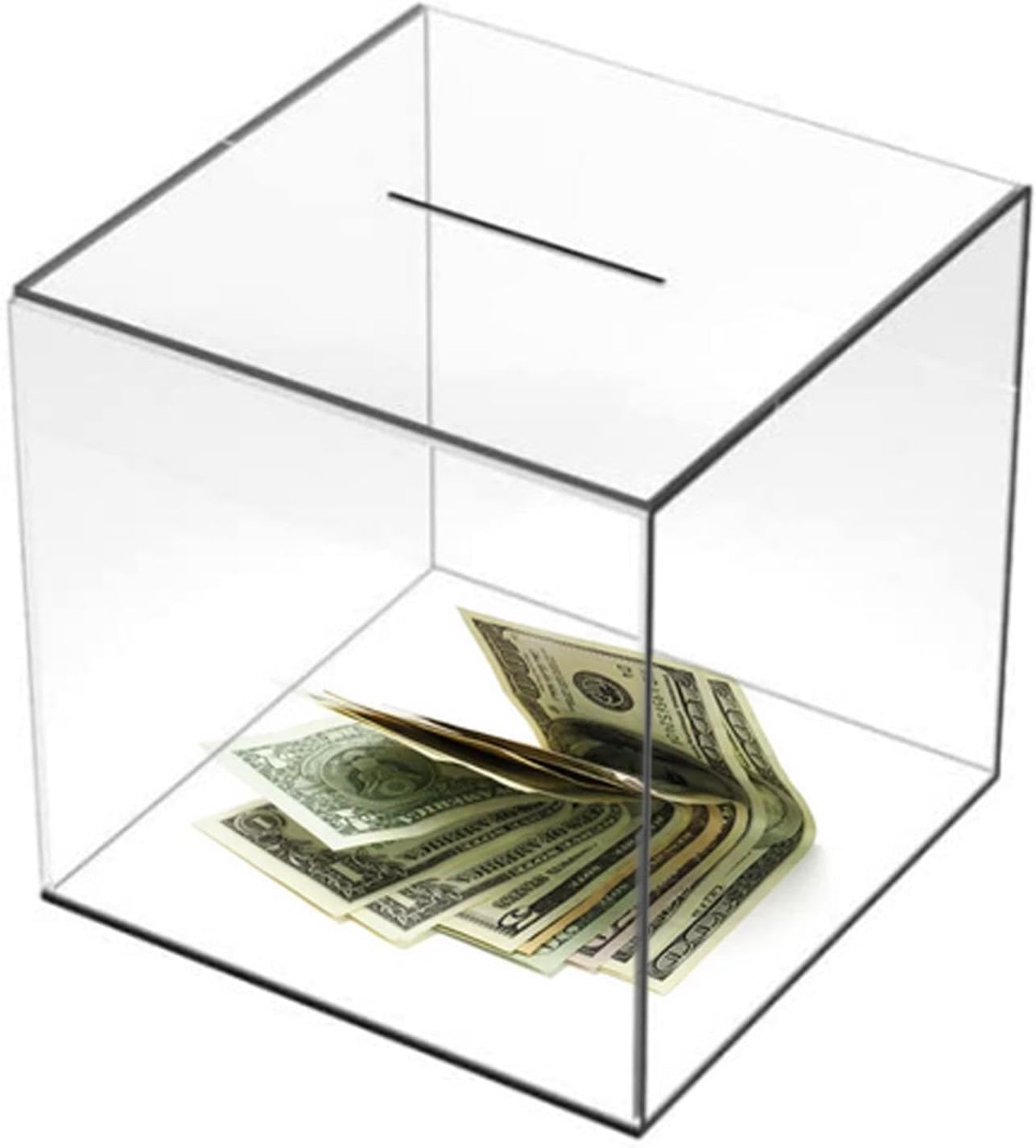 Clear Acrylic Money Box, Break To Open Square Money Box Money Saving ...