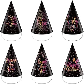 Topfunyy Happy New Year 2025 Party Hats, 12 Pack Colorful New Year ...