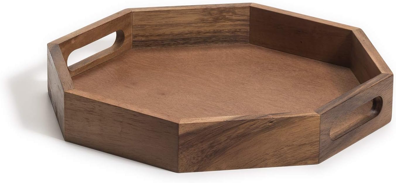 Amazon.com: Kalmar Home Acacia Wood 13 Inch Octagon Serving Tray, 13" x ...