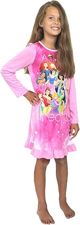 Amazon.com: Disney Princess Girls Long Sleeve Nightgown Pajamas ...