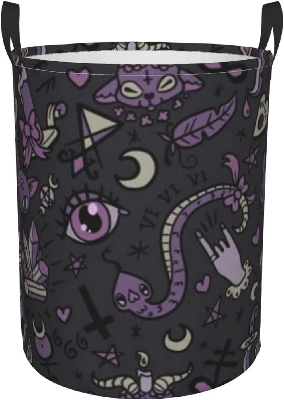 Amazon.com: Purple Black Goth Spooky Circular Laundry Hamper Print ...