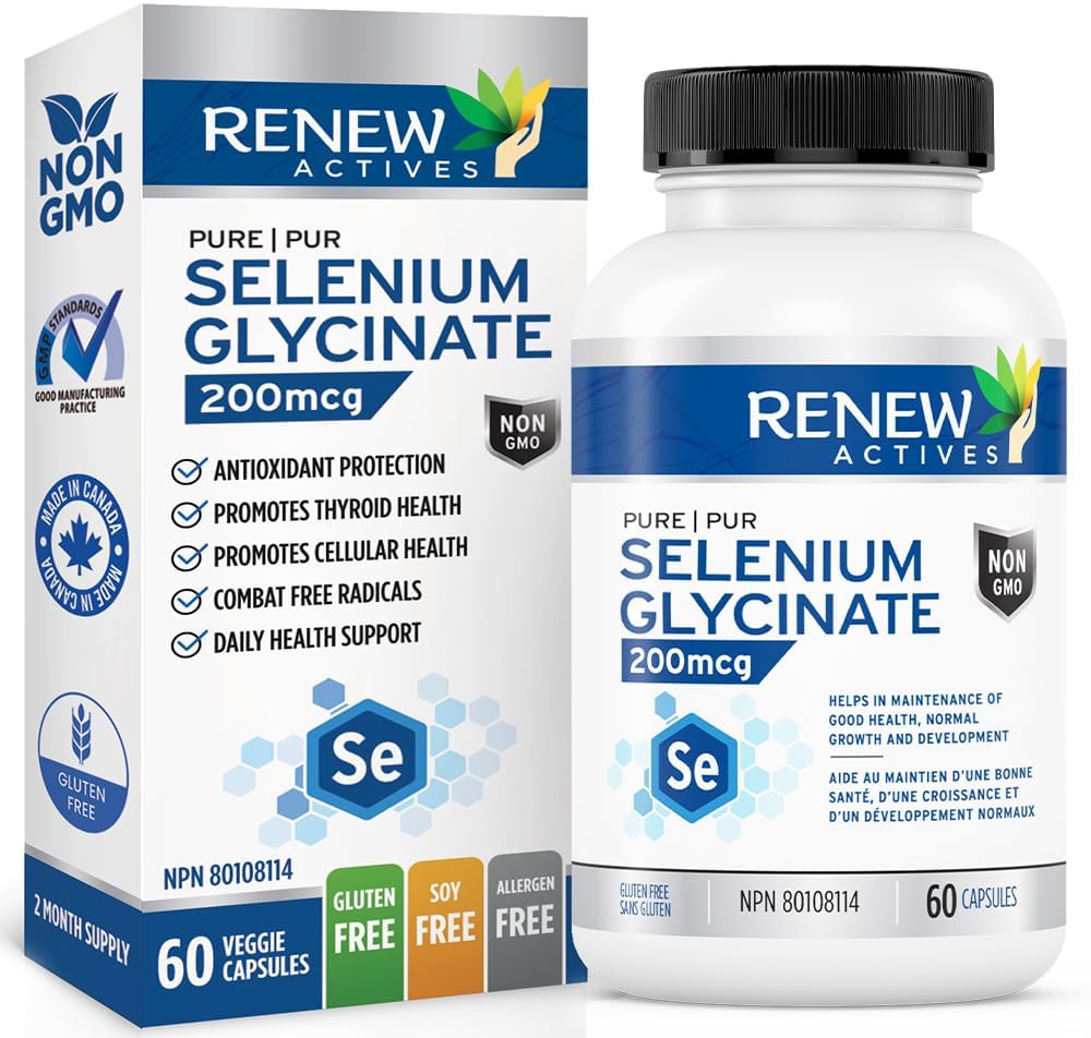 RENEW ACTIVES Selenium Glycinate 200MCG Selenium per Serving – Supports ...