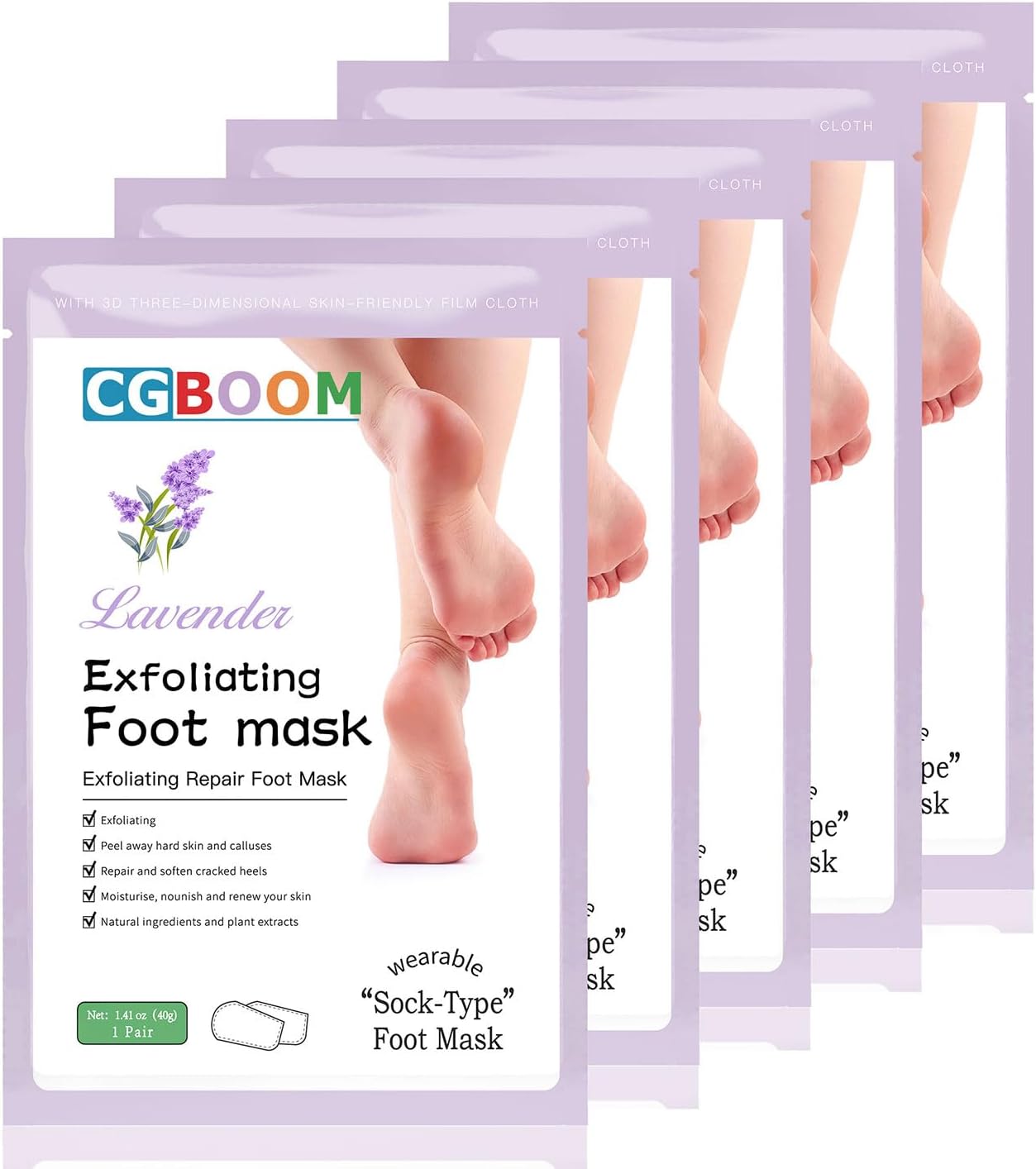 5 Pairs Foot Peel Mask,lavender Foot Exfoliating Mask Socks Calluses ...