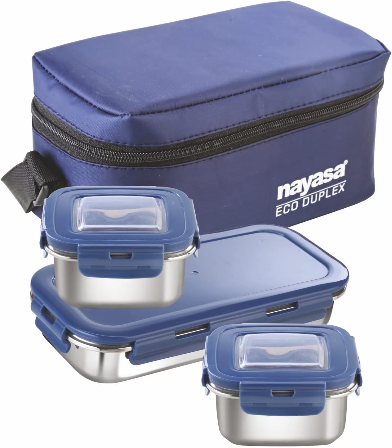 oliveware Double Decker Lunch Box Tiffin, 3 Containers with Plastic ...