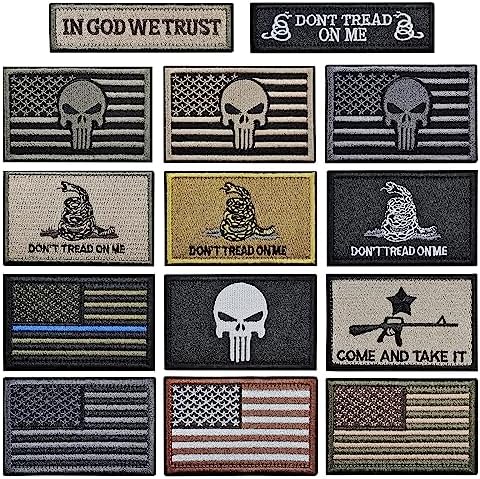 Amazon.com: GUX 14 Pieces American Flag Tactical Military Patch Set Embroidered Applique Hook ...