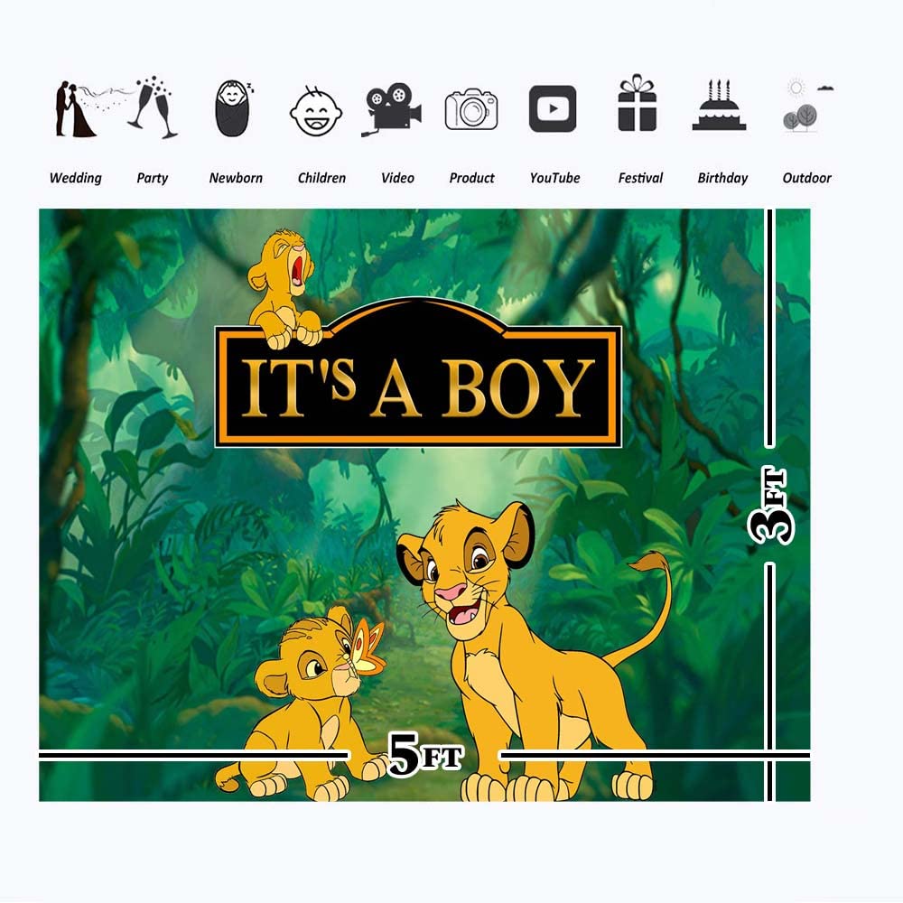 5x3ft Banner Lion King - 5x3ft Jungle Theme Banner For Birthdays ...