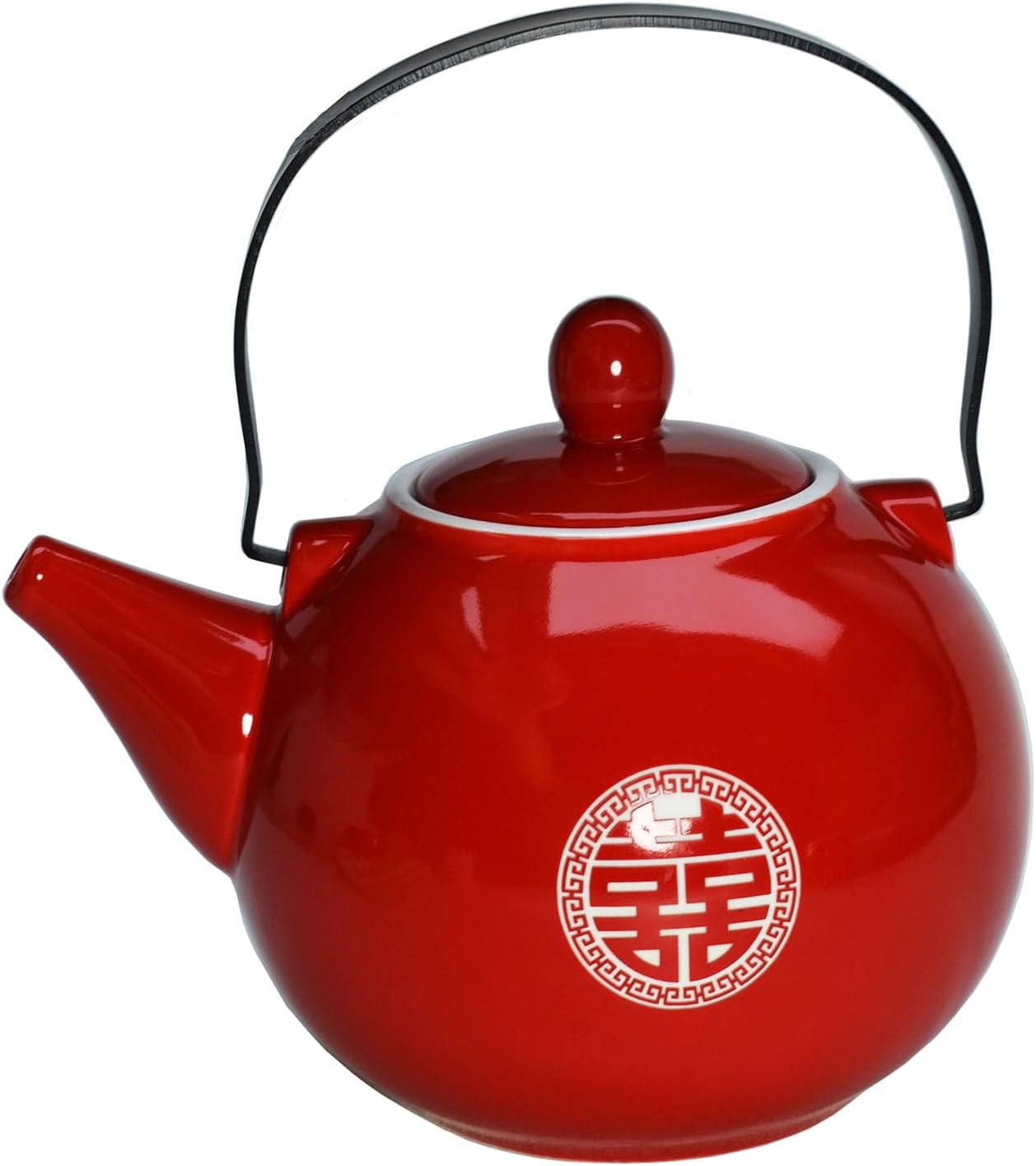 Amazon.com | Chinese Teapot 28oz Porcelain Tea Pot Red Glazing with ...