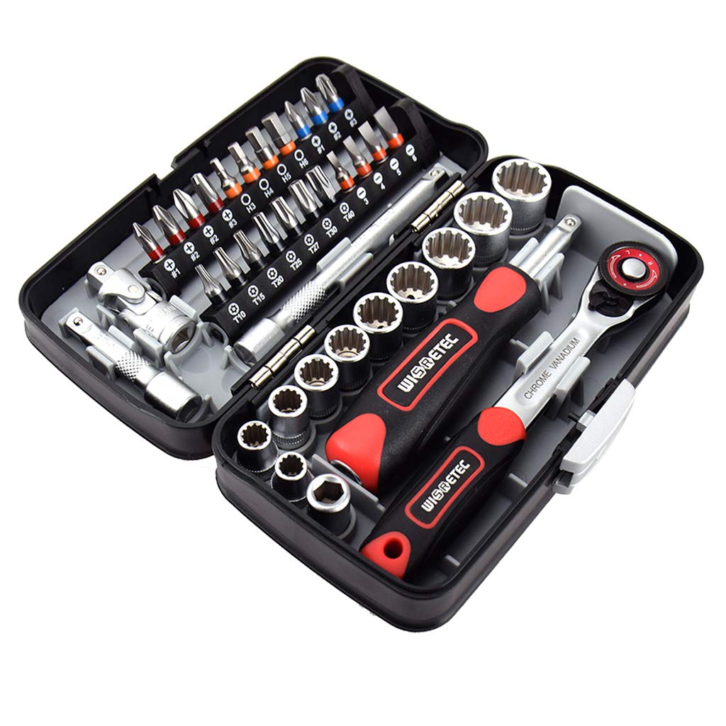 Hyper Tough 53-Piece Socket And Bit Set With Mini Ratchet,