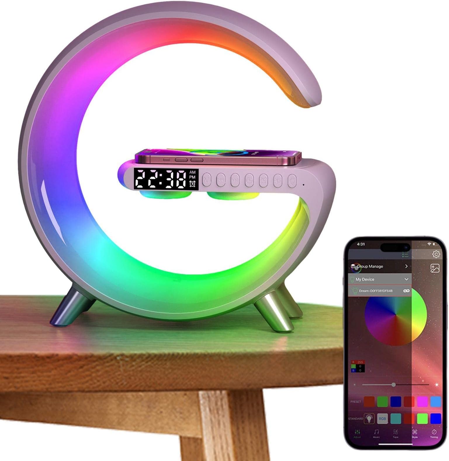 Wireless Charging Lamp, Intelligent Atmosphere Lamp Blue Tooth Speaker ...