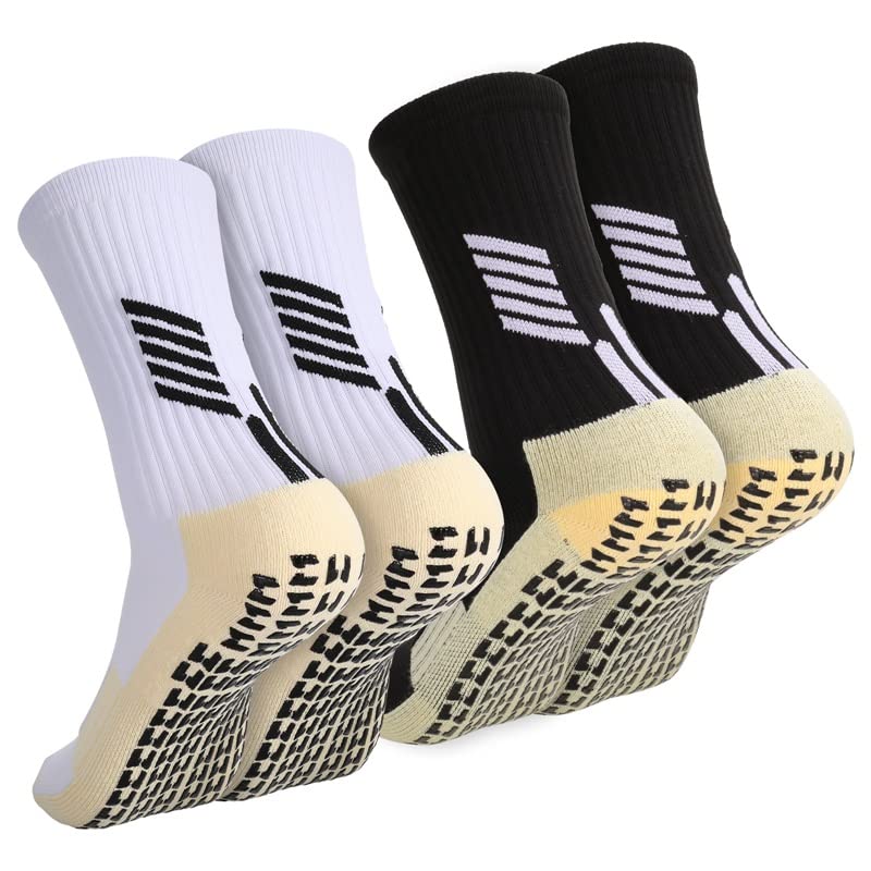 2 Pairs Non Slip Sport Soccer Socks Anti Slip Football Grip Socks ...