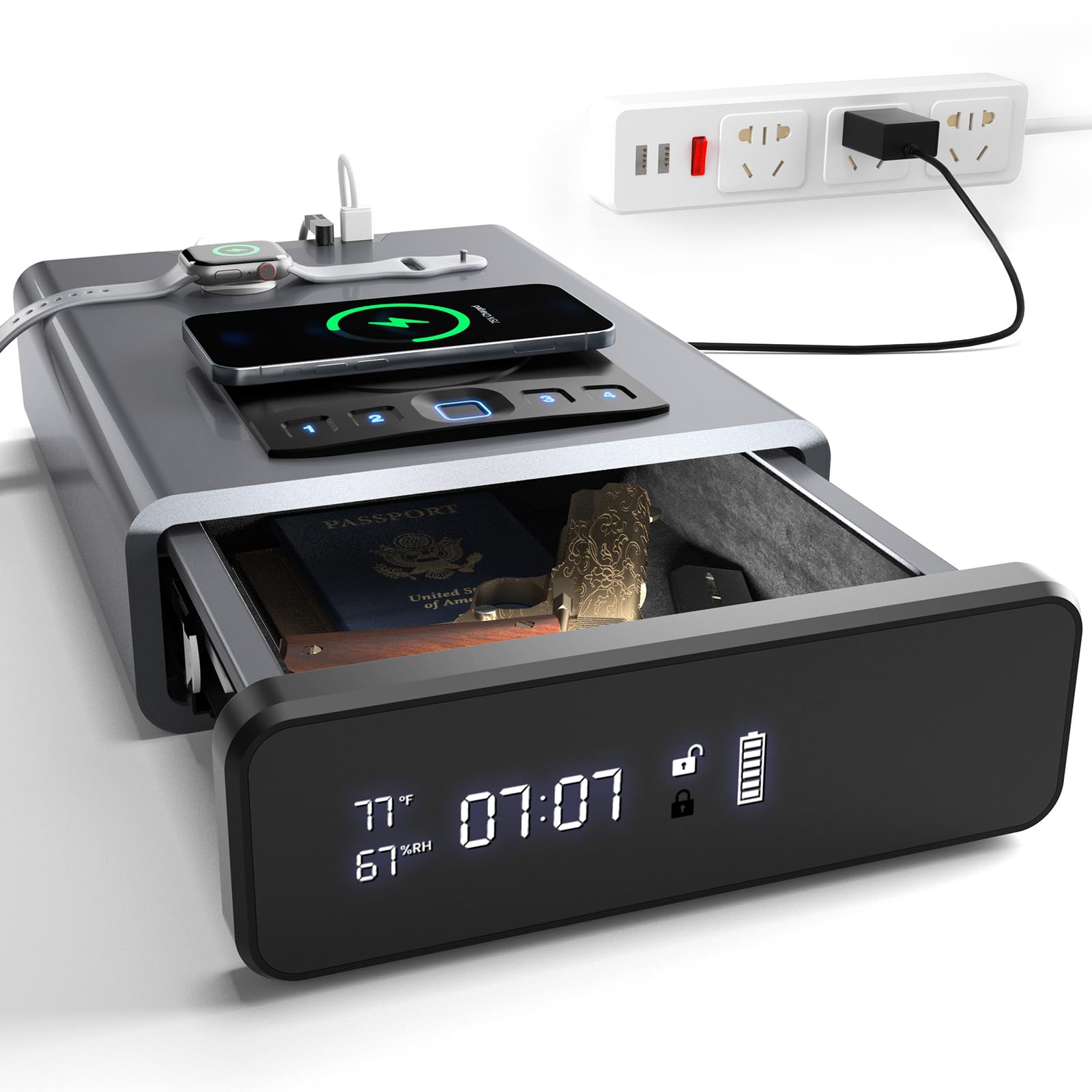 Snapklik.com : Grimtron Biometric Clock Gun Safe