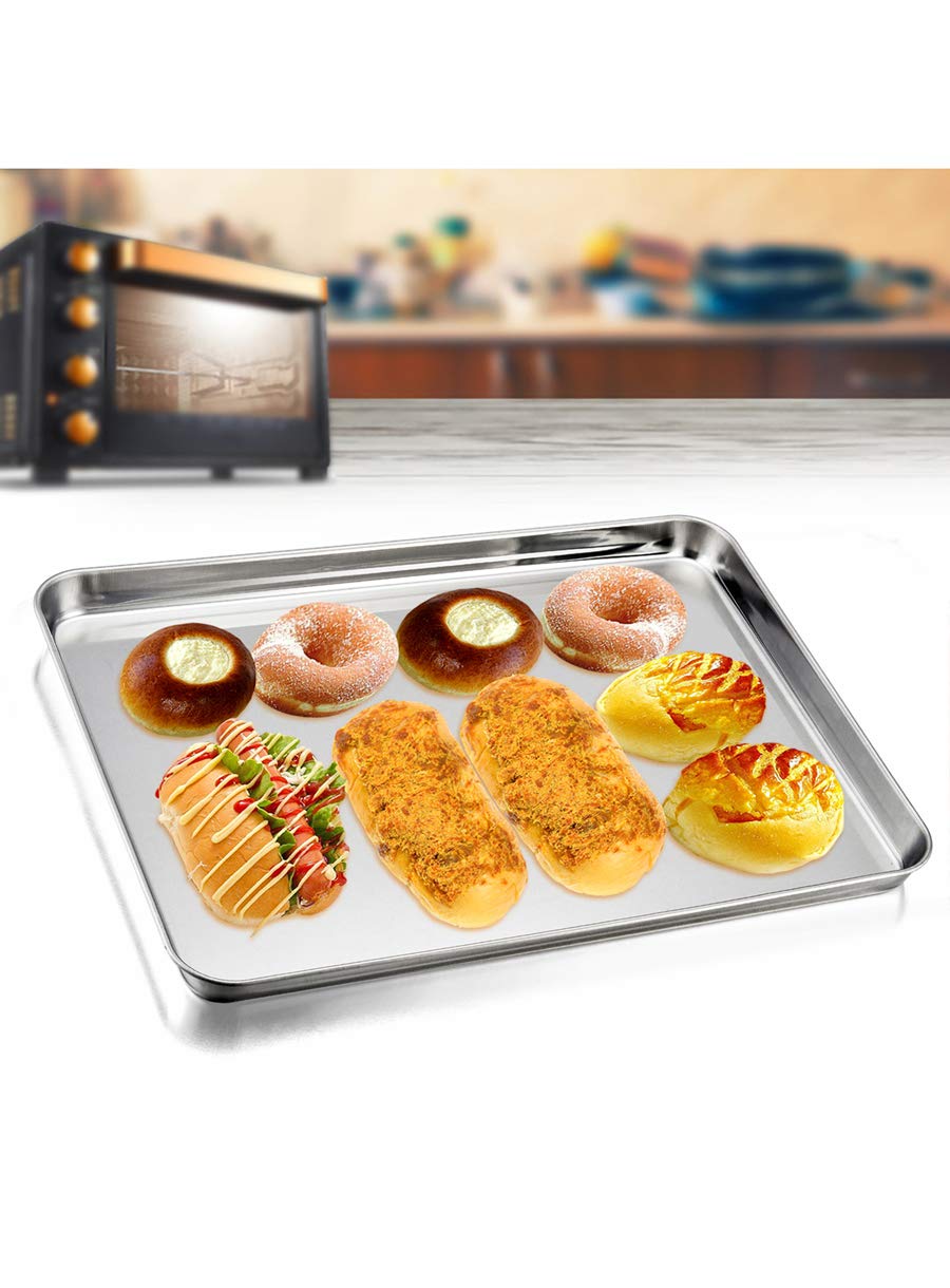 Buy Mini Oven Tray, Stainless Steel Small Baking Tray, 26x20x2.5 cm ...