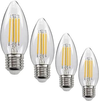 4 Pack C35 LED Filament Vintage Light Bulbs E26 Base 4W Equivalent to ...
