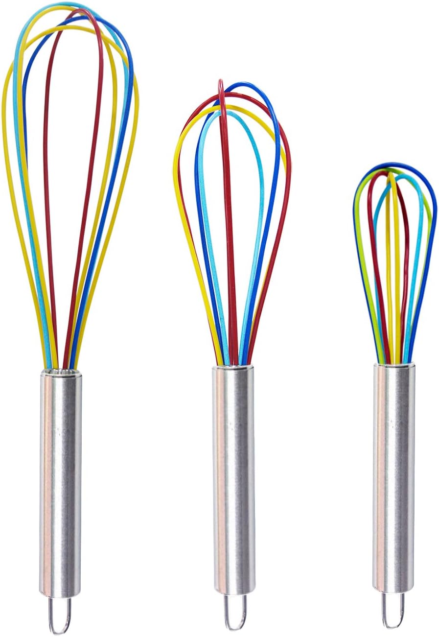 Amazon.com: Set of 3 Colorful Silicone Whisk, Kitchen Whisk Balloon ...