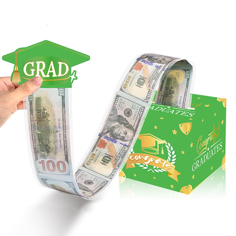 Amazon.com: Graduation Money Box for Cash, Green Surprise Pull Money ...