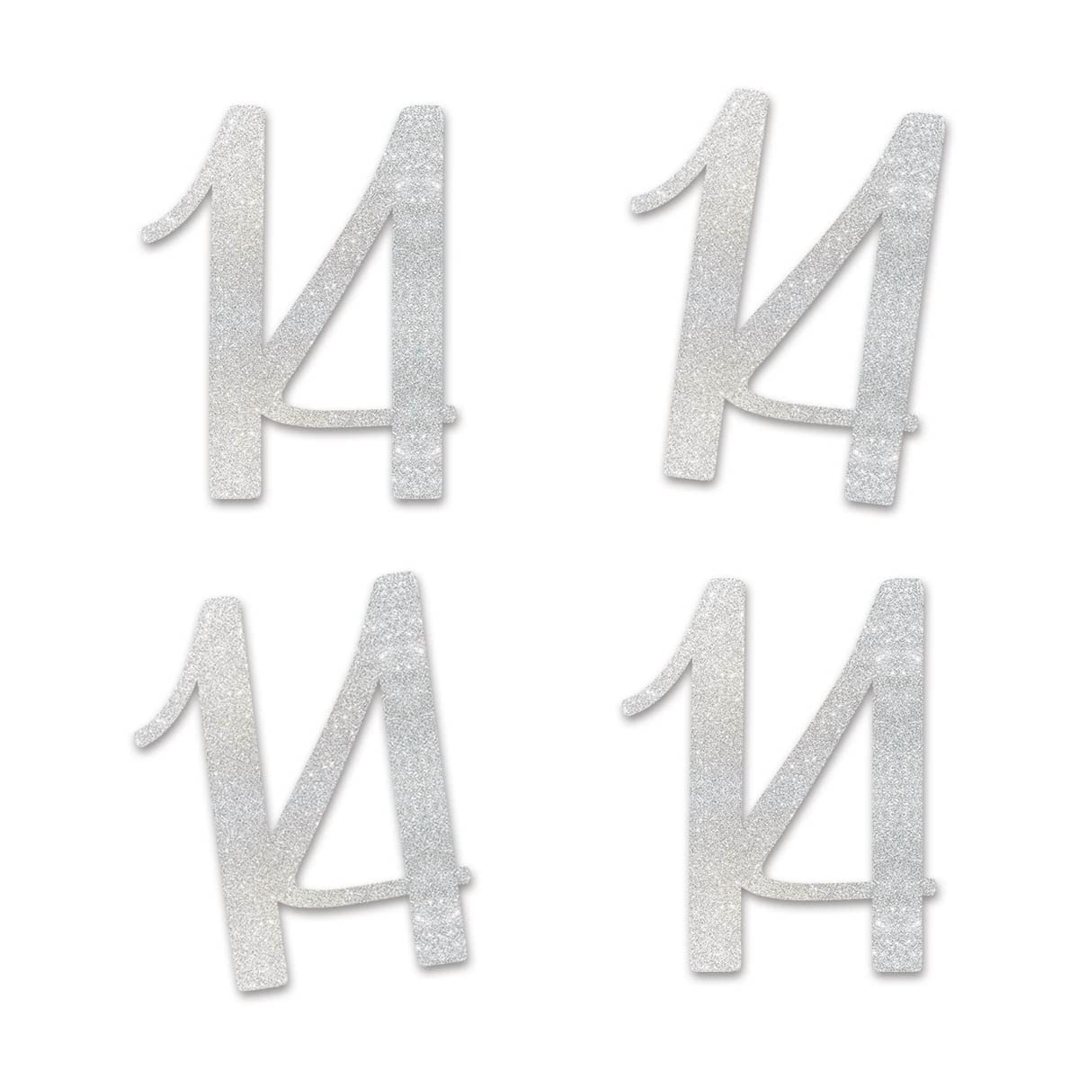 Amazon.com: Silver Glitter 14 Cut-Out Numbers, 14th Birthday Party ...