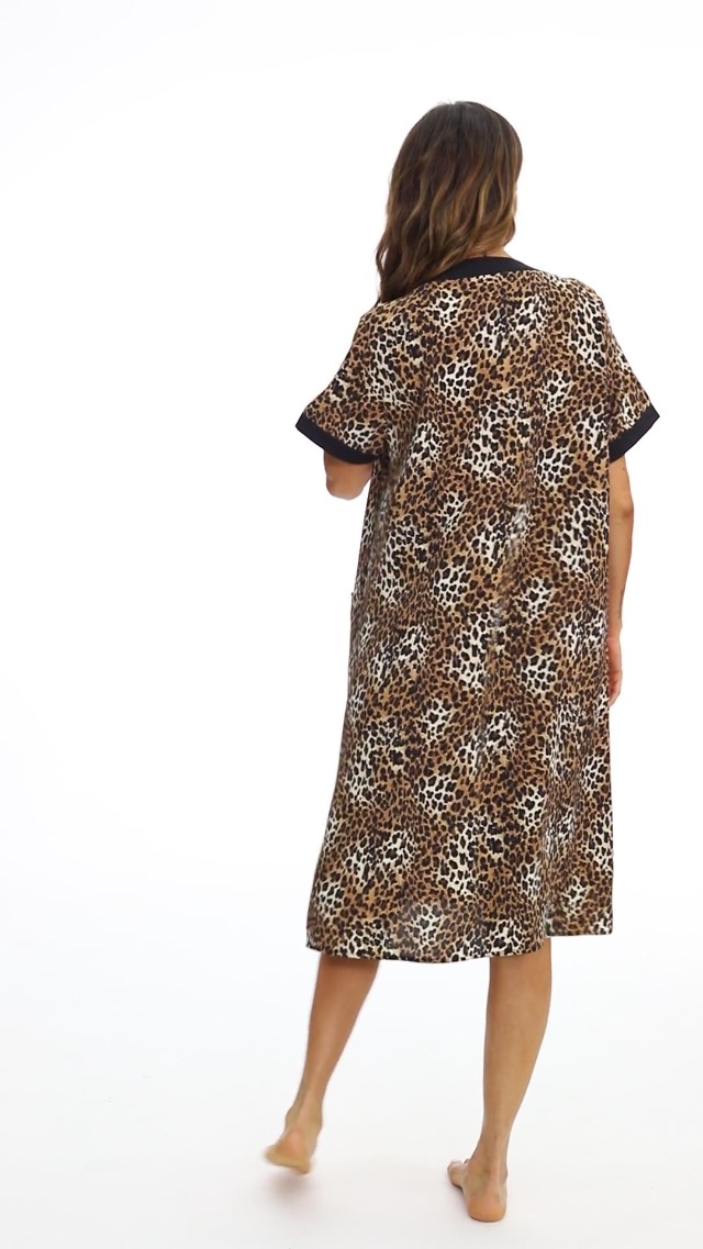 Watch YOZLY Womens Short Sleeve House Dress Zipper Front Duster on ...