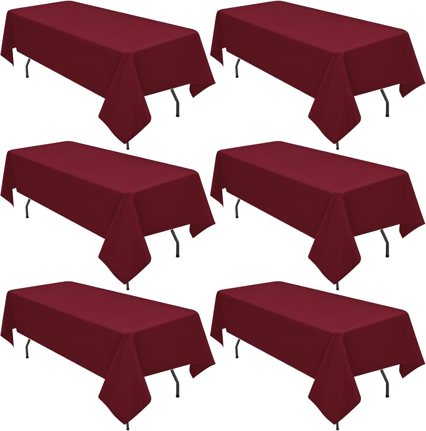 Amazon.com: 6 Pack Burgundy Tablecloths for 8ft Rectangle Tables 60 x ...