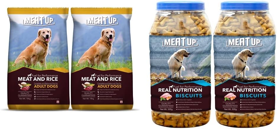 Meat Up Meat and Rice Adult Dry Dog Food, 10kg (Buy 1 Get 1 Free)&Meat ...