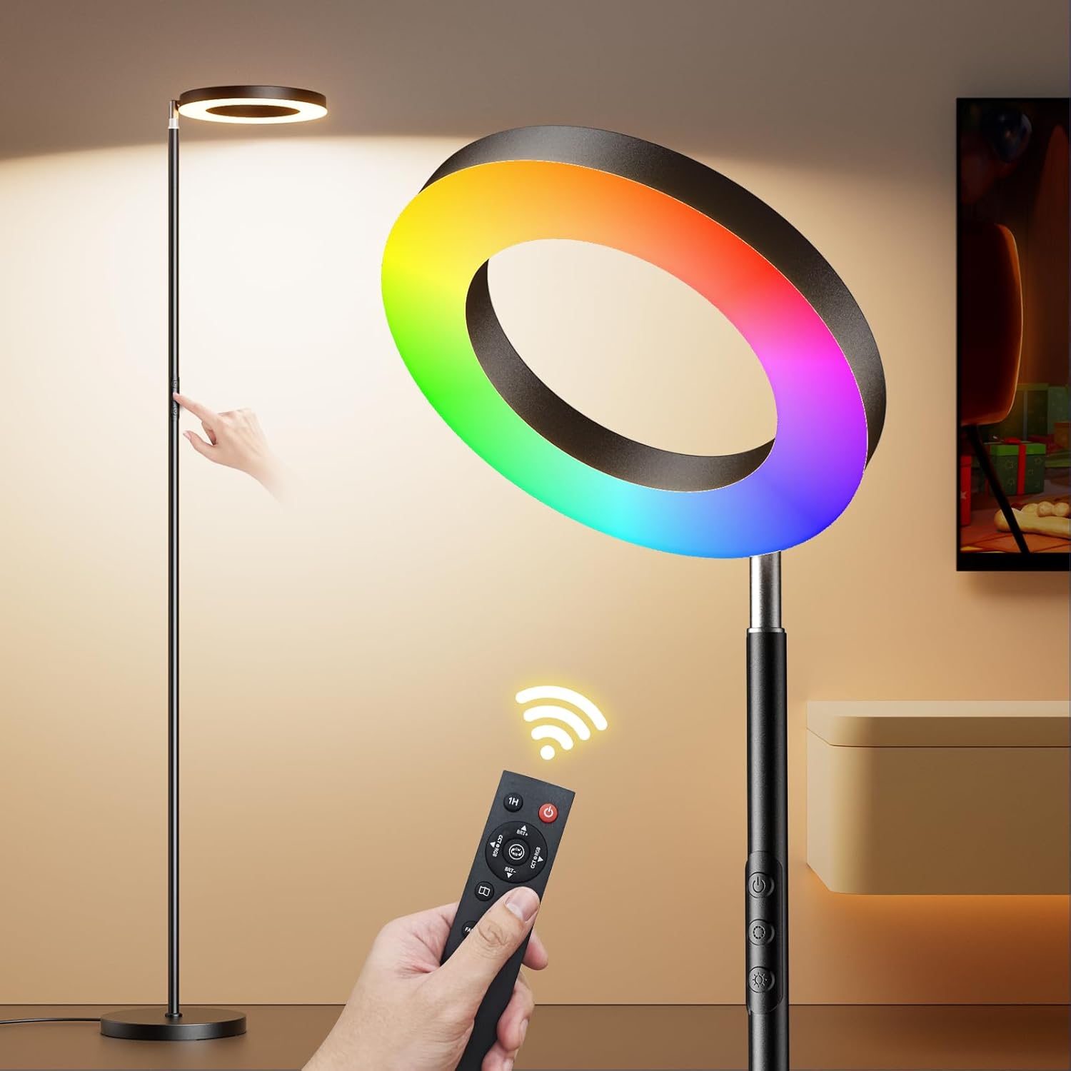 FULSUNT RGB Floor Lamp, 32W Bright LED Standing Lamp with Remote ...