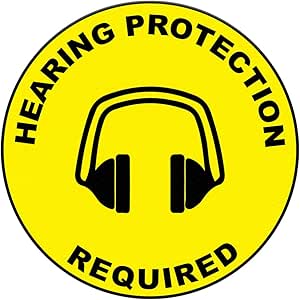 Amazon.com : Hearing Protection Required Floor Decals Yellow Anti-Slip ...