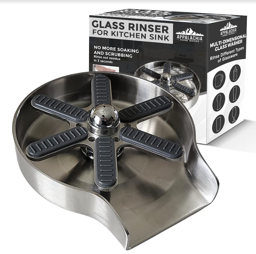 Glass Rinser for Kitchen Sink, Commercial Grade Metal Glass Washer ...