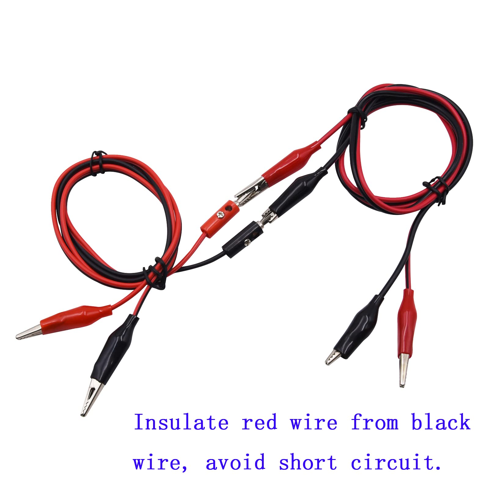 Snapklik.com : 1M 1 Red And 1 Black 2 Wire Alligator Clips To ...