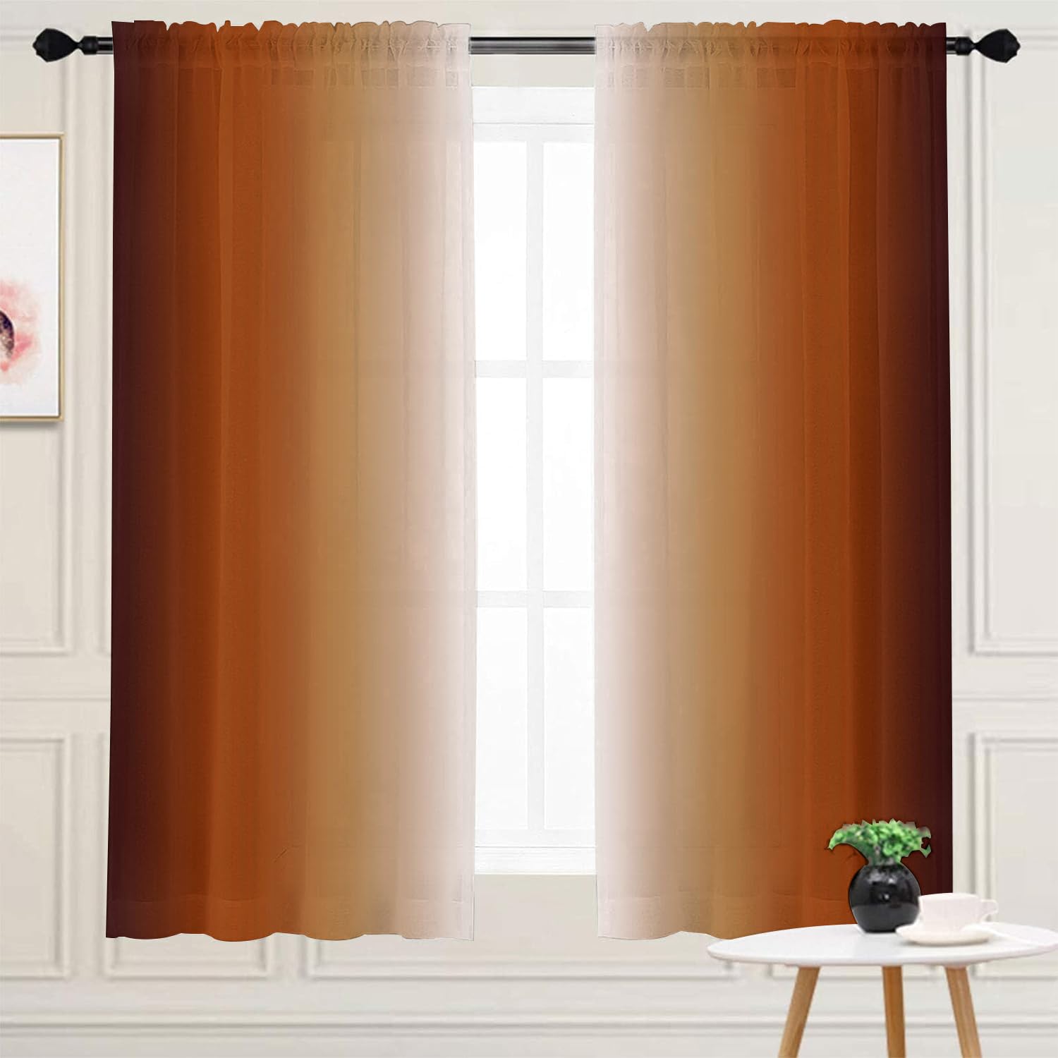 Amazon.com: Burnt Orange Curtains 63 Inch Length for Living Room 2 ...