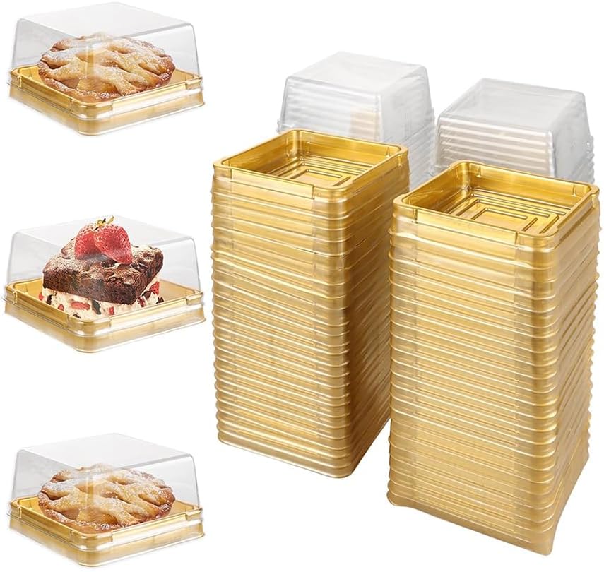 Amazon.com: Aeojoor Clear Plastic Mini Cake Boxes, Square Cupcake ...