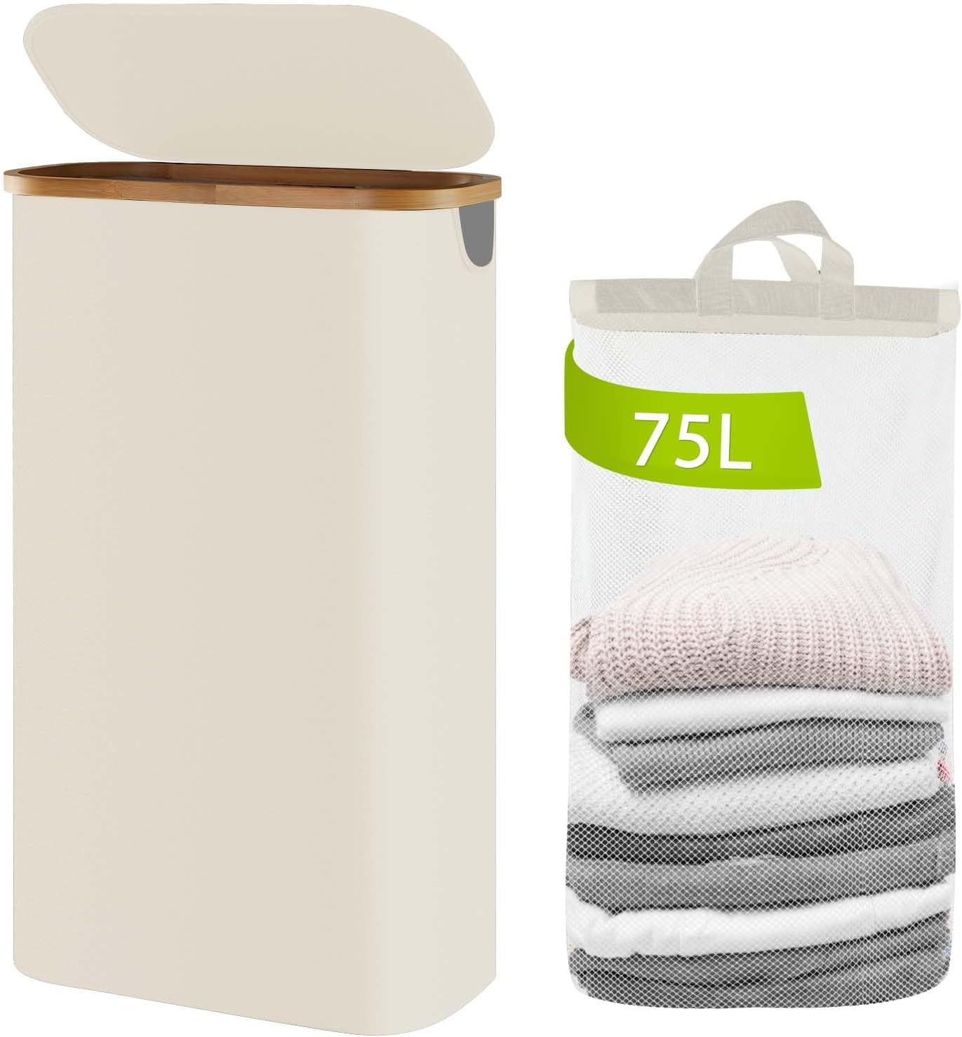 Amazon.com: Bathola Small Laundry Basket, 75L Slim Laundry Hamper with ...
