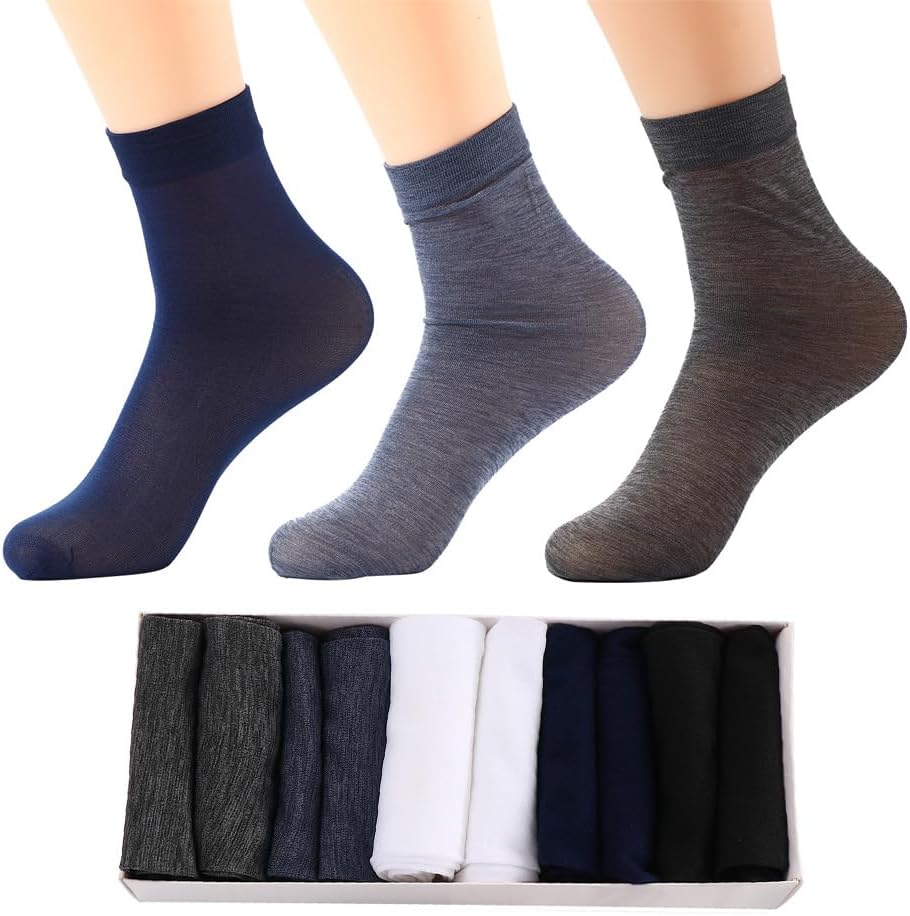 Amazon.com: Leadigol 10 Pairs Mens Ultra Thin Dress Socks,Soft Sheer ...
