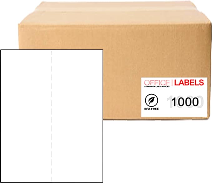 1000 Sheets of Shipping Labels 8-1/2'' x 11" 1up 1000 Labels 5165 8165 ...