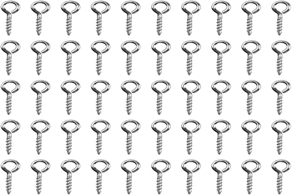 Juliyeh 100Pcs Screw Eye Pins Hooks Eyelets Screw Threaded, Silver Mini ...
