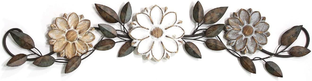 Amazon.com: Stratton Home Decor Set of 3 Rustic Flower Wall Decor W X 1 ...