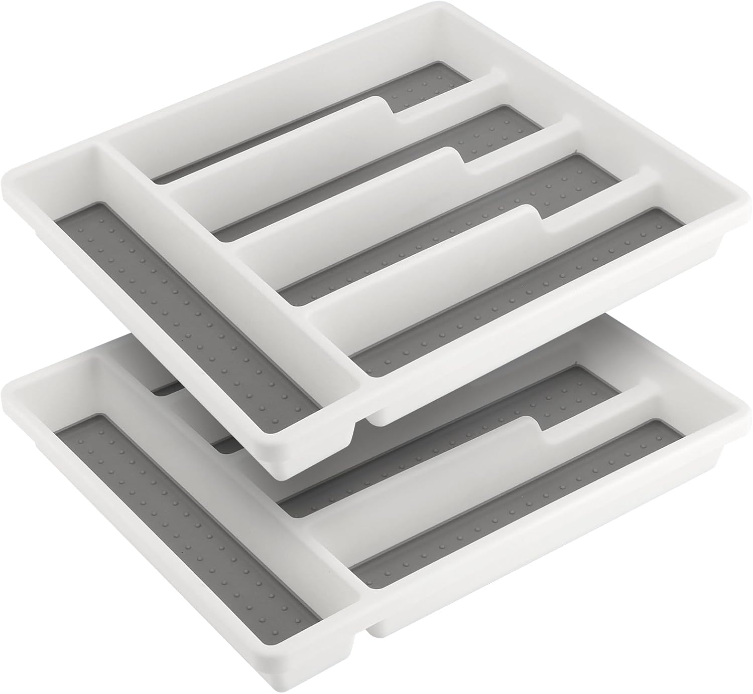 FUNSUEI 2 PCS Small Plastic Cutlery Tray, 5 Compartment Kitchen Drawer ...