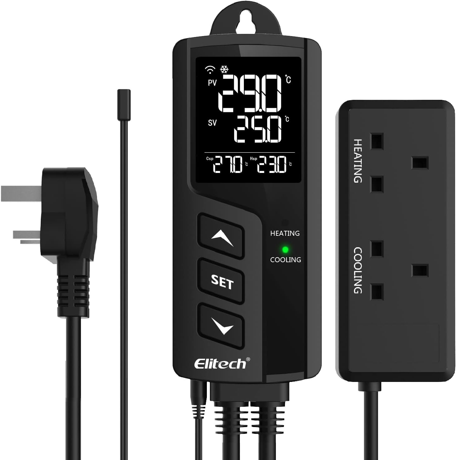Elitech WiFi Temperature Controller 2 Pre-wired Outlet Digital ...