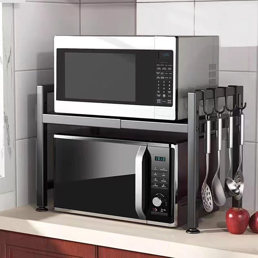 Amazon.com: Hbluefat Microwave Oven Rack, 2 Tier Extendable Adjustable ...