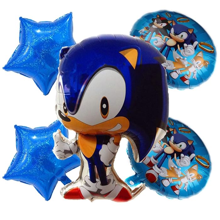 Buy Sonic The Hedgehog Birthday Party Supplies,5 pcs Sonic Balloons for ...