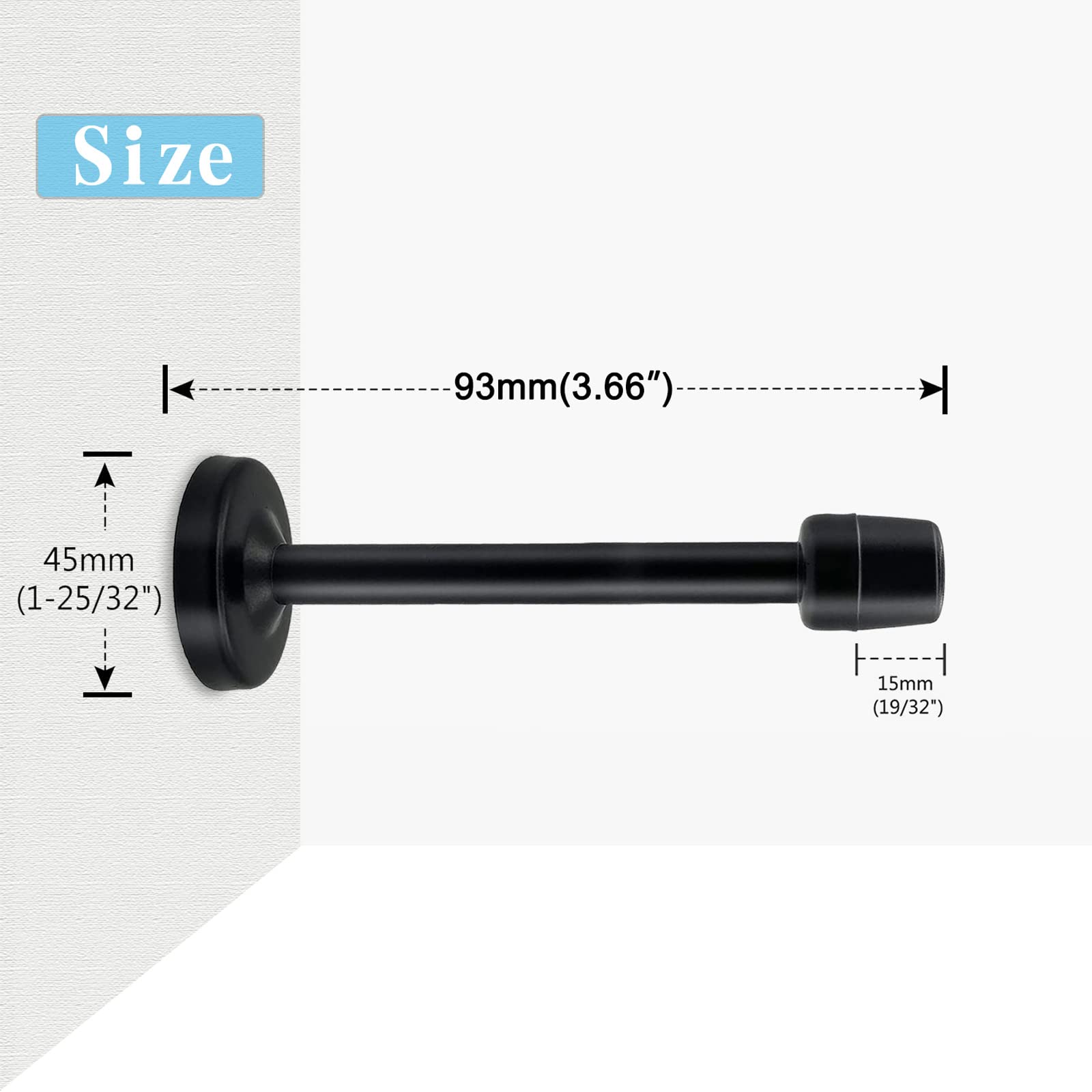 Snapklik.com : KOLAKO 4 Pack Long Door Stopper 4 Inch Black Door Stops ...