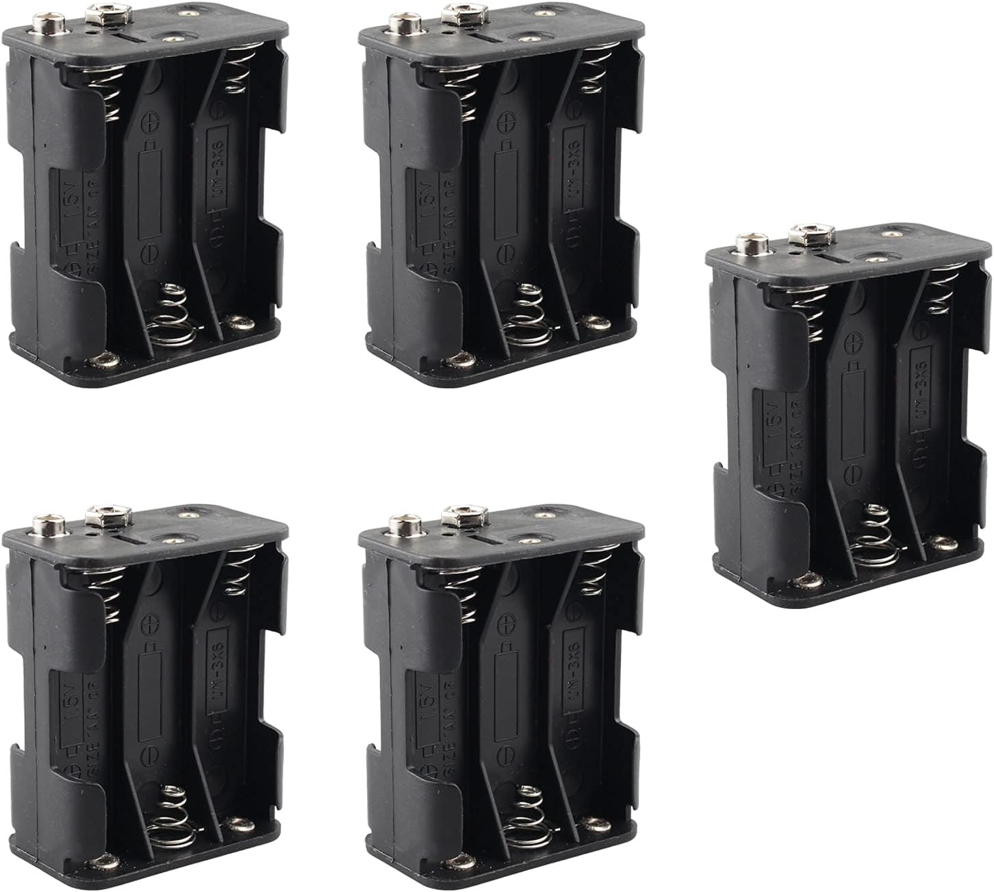 HALJIA 2Pcs 9V AA 6 x 1.5V Plastic CELL Battery Clip Slot Holder Case ...