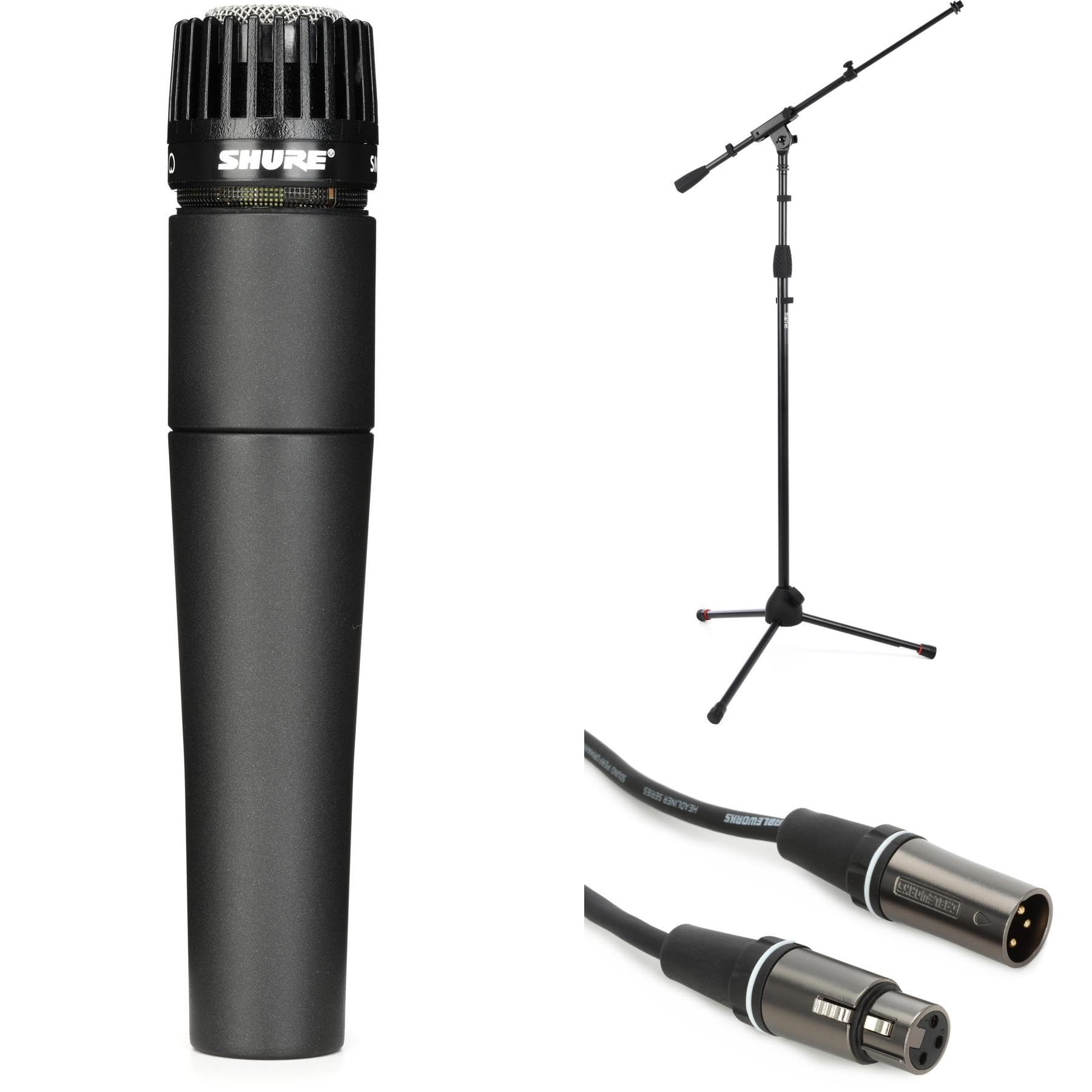 Amazon.com: Shure SM57 Cardioid Dynamic Instrument Mic Bundle, Includes ...