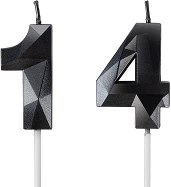 Amazon.com: Number 14 Candles,14th Birthday Candles,Black Happy ...