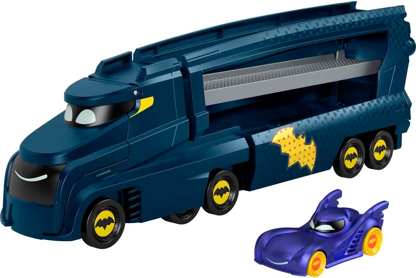 Fisher-Price DC Batwheels Toy Hauler and Car, Bat-Big Rig with Ramp and ...