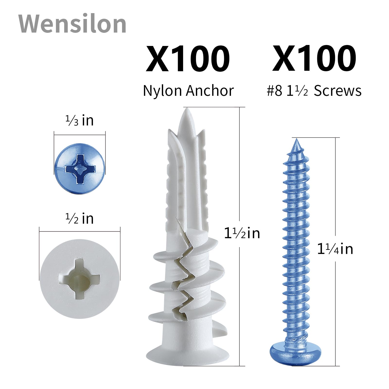 Snapklik.com : Wensilon(200PCS)#8 Split-Open Self Drilling Drywall Plastic Anchors