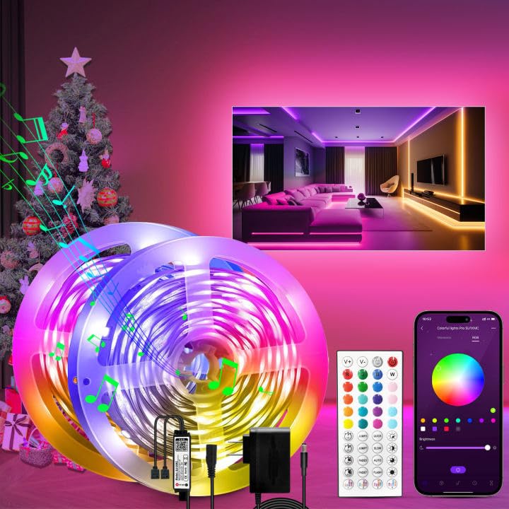 Amazon.com: Led Lights for Bedroom 130ft,Led Strip Lights Music Sync ...