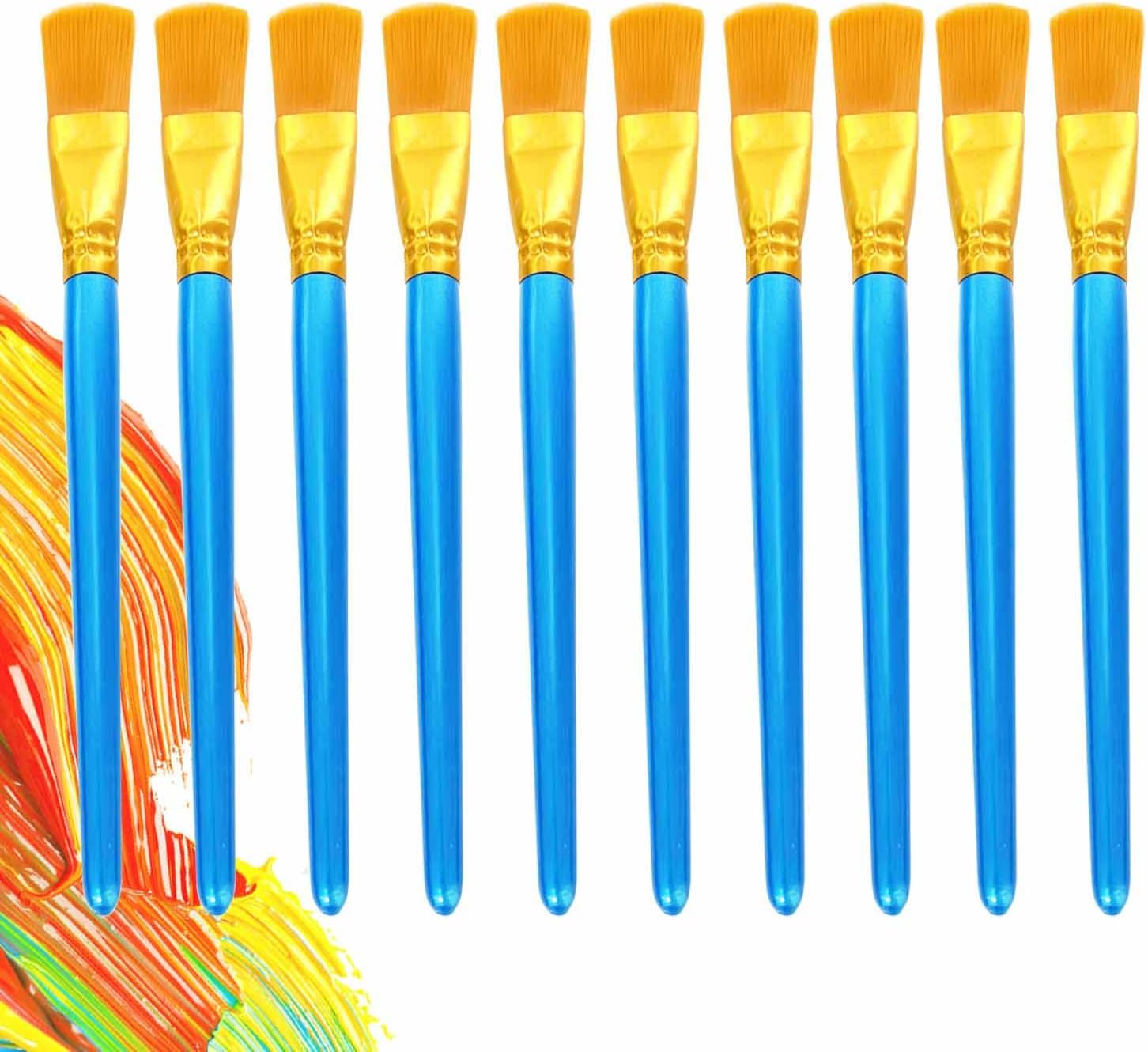 Amazon.com: 10pcs Flat Paint Brushes 1 Inch Wide, Watercolor Acrylic ...