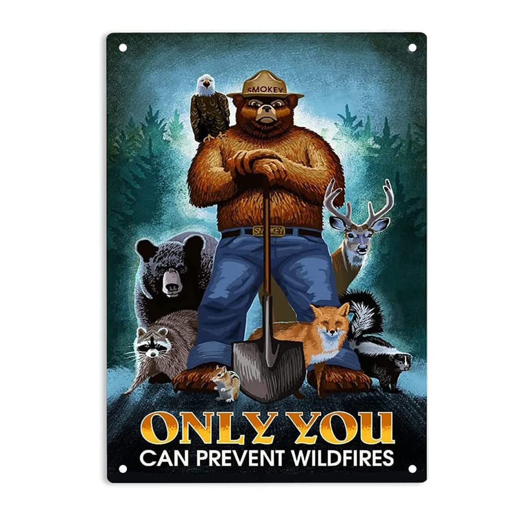 ERMUHEY Smokey Bear Only You Can Prevent Wildfires Sign Metal Tin Sign ...